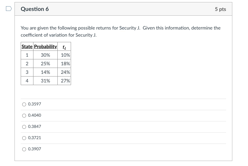 Solved You are given the following possible returns for | Chegg.com