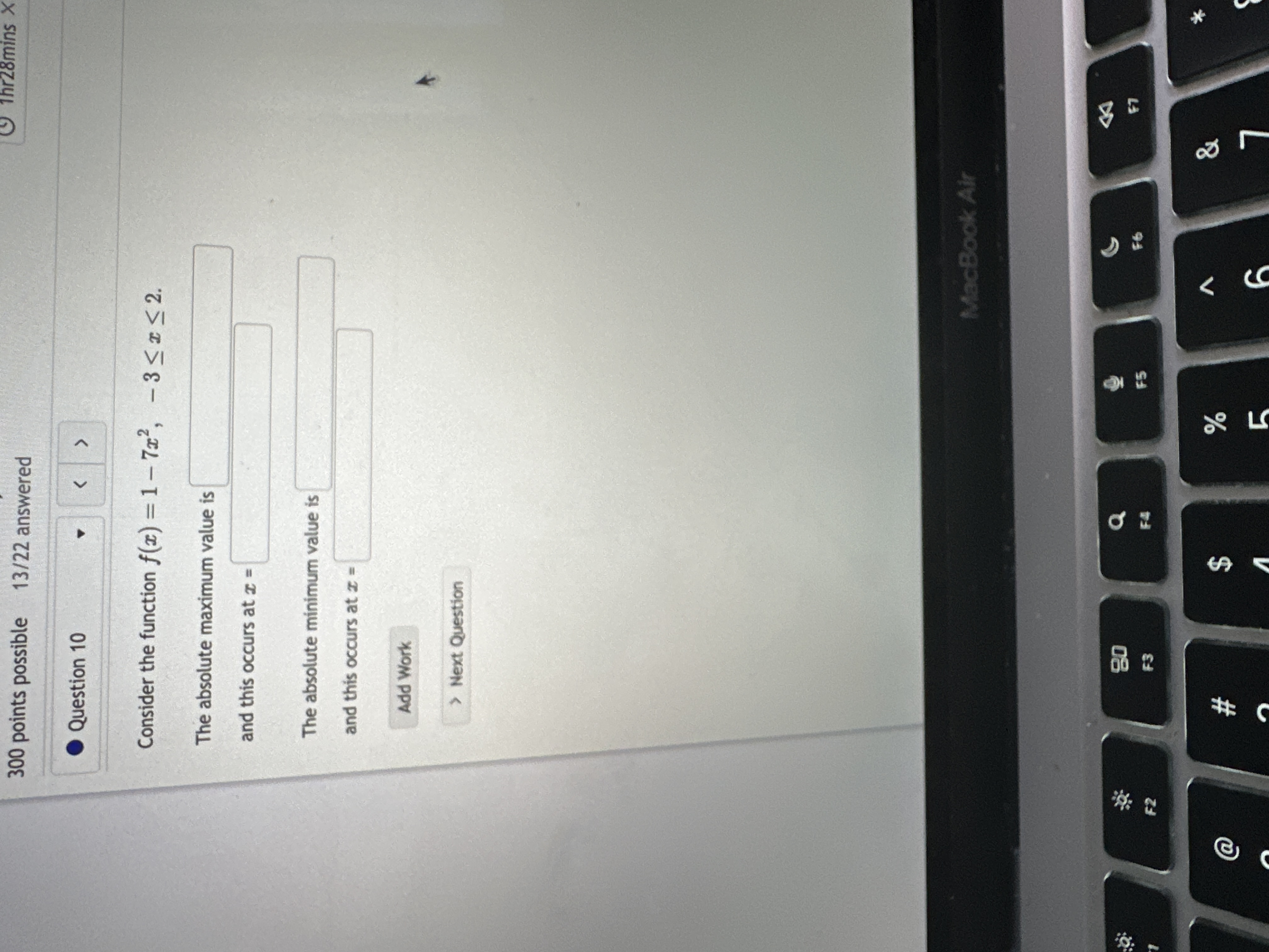 Solved Consider the function f(x)=1-7x2,-3≤x≤2.The absolute | Chegg.com