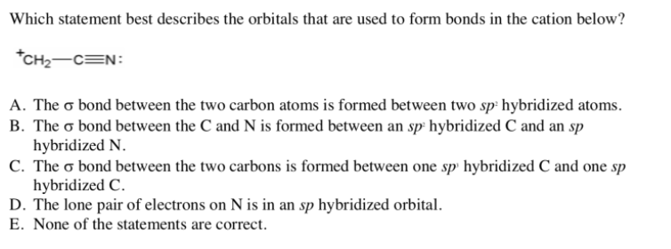 Solved Which statement best describes the orbitals that are | Chegg.com