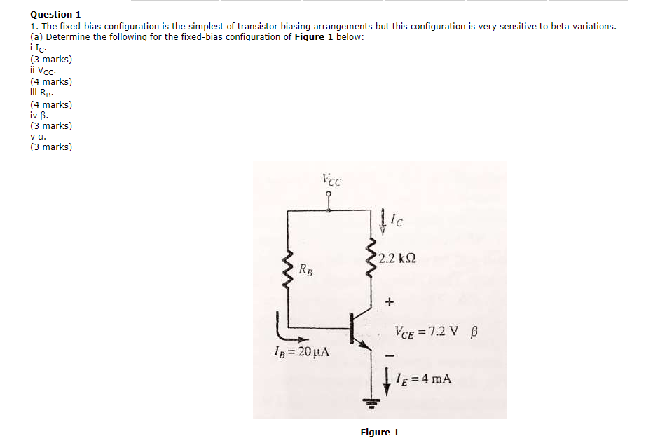 Question 1 1 The Fixed Bias Configuration Is The