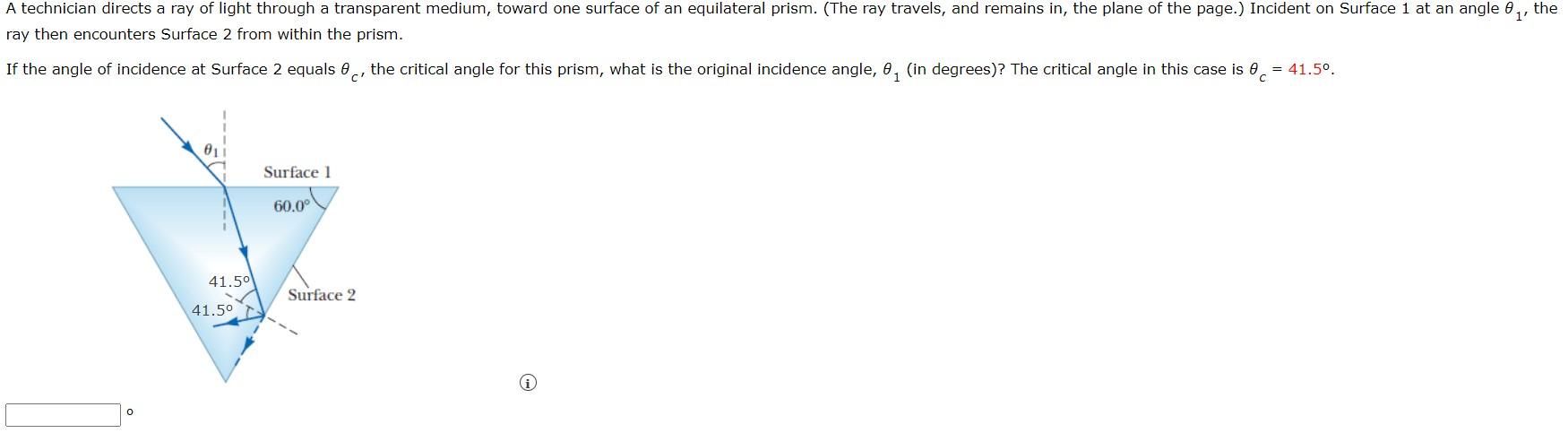 Solved ray then encounters Surface 2 from within the prism. | Chegg.com