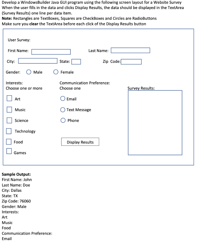 Solved Develop a WindowsBuilder Java GUI program using the | Chegg.com