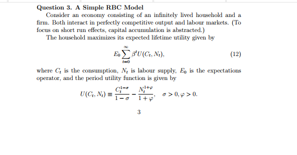 Solved Question 3. A Simple RBC Model Consider an economy | Chegg.com