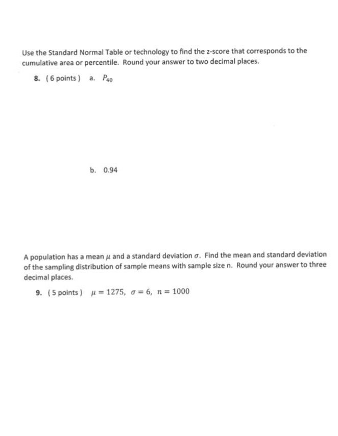 Solved Use the Standard Normal Table or technology to find | Chegg.com