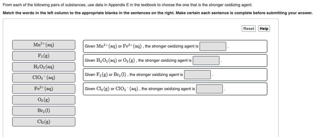 Solved From Each Of The Following Pairs Of Substances Use