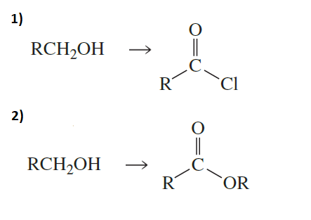 Solved 1) RCH2OH c. R Cl 2) O = RCH OH C R OR | Chegg.com