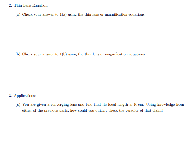 Solved Problems 1. Ray tracing: (a) Use ray tracing to find | Chegg.com