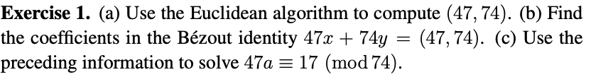 Solved Exercise 1. (a) Use the Euclidean algorithm to | Chegg.com