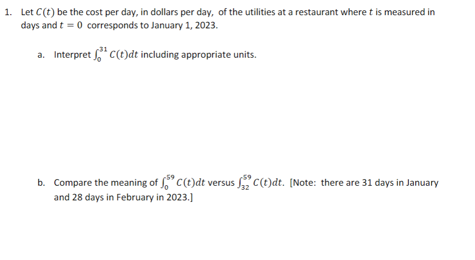 Solved Let C(t) ﻿be the cost per day, in dollars per day, of | Chegg.com