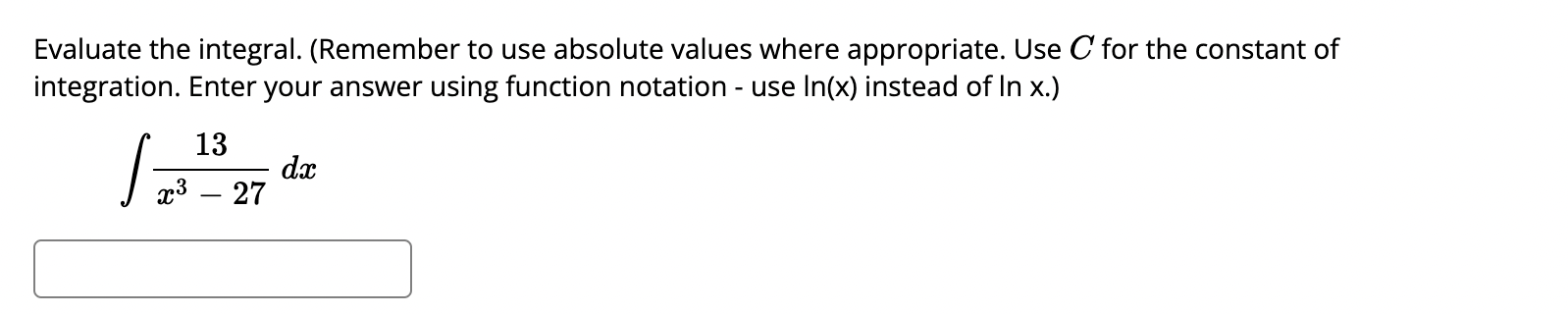 Solved Evaluate the integral. (Remember to use absolute | Chegg.com