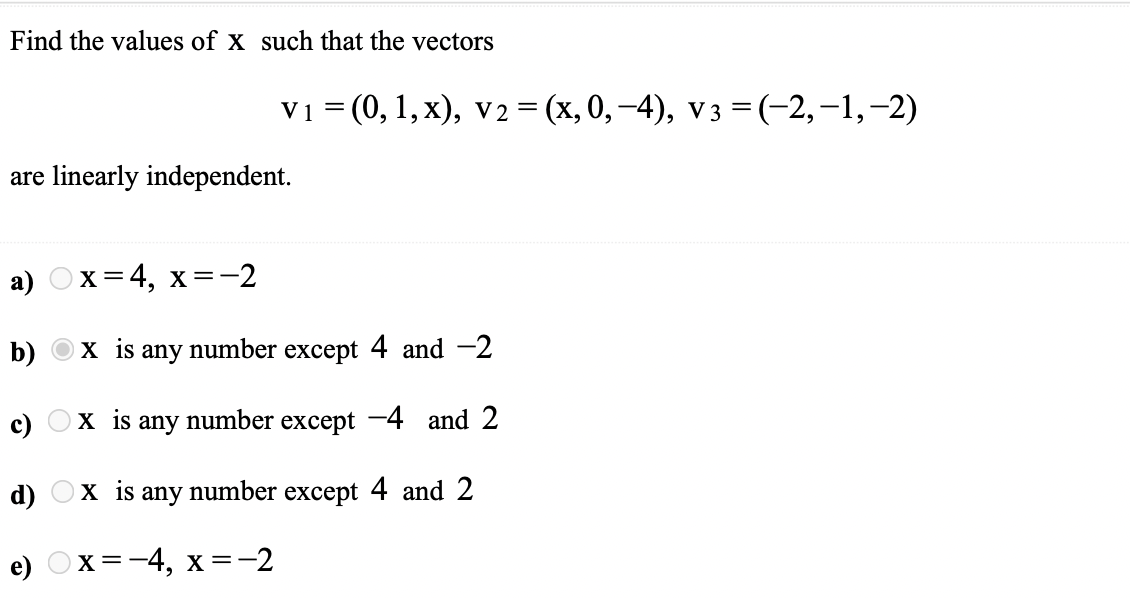 Solved Find the values of X such that the vectors | Chegg.com