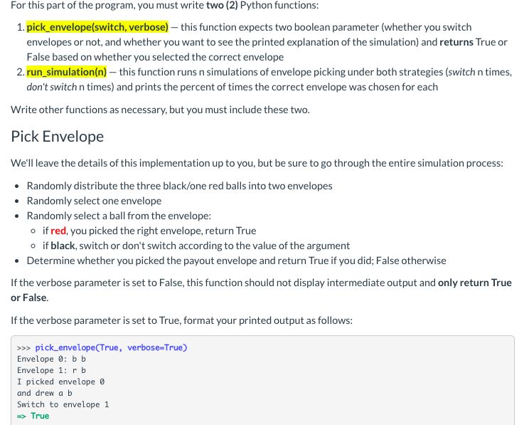 For this part of the program, you must write two (2) | Chegg.com