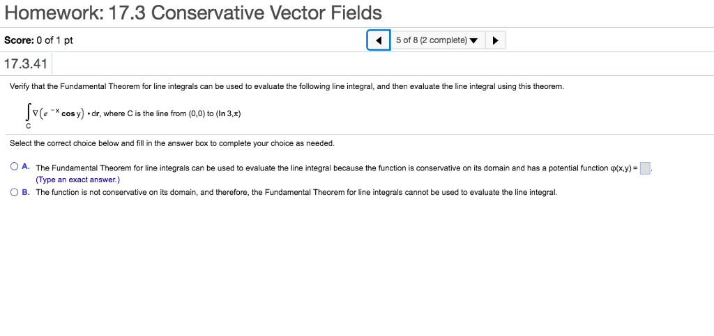 Solved Homework: 17.3 Conservative Vector Fields Score: 0 of | Chegg.com