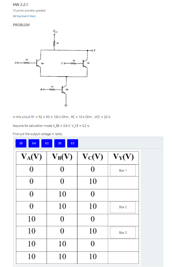 Solved In this circuit R1=R2=R3=100kΩ,RC=10kΩ,VCC=20V. Now | Chegg.com