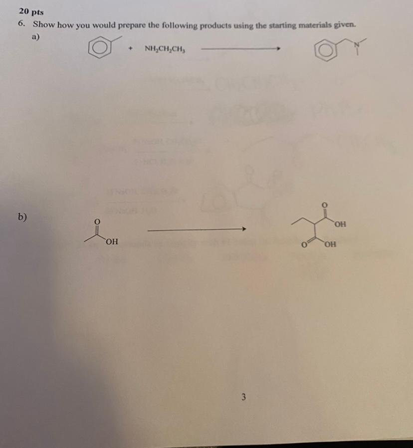 Solved 20 pts 6. Show how you would prepare the following | Chegg.com Solved 20 pts 6. Show how you would prepare the following | Chegg.com
