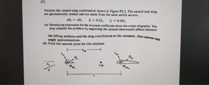 Analyze the canard-wing combination shown in Figure | Chegg.com