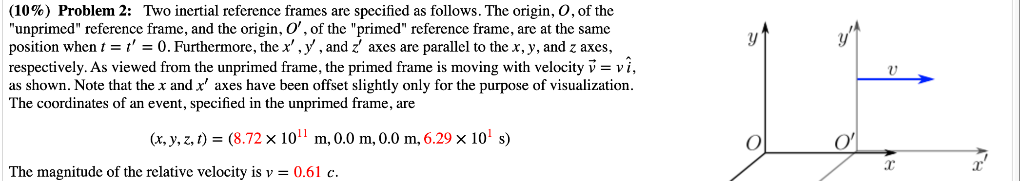 Solved (10\%) Problem 2: Two inertial reference frames are | Chegg.com
