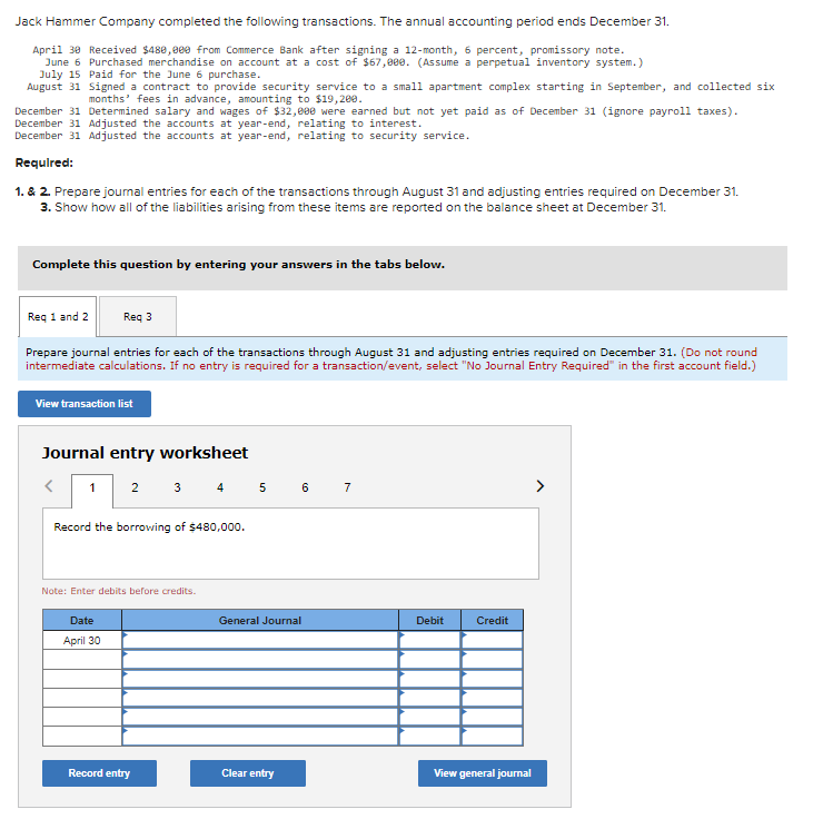 Solved Jack Hammer Company completed the following | Chegg.com