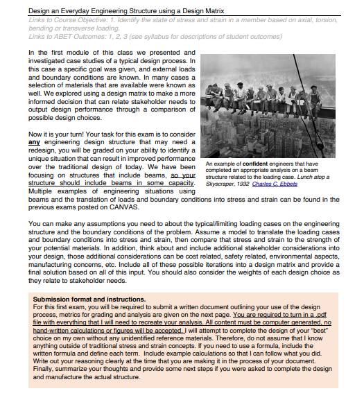 Design an Everyday Engineering Structure using a | Chegg.com