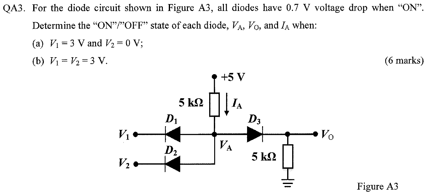 Solved A3. For the diode circuit shown in Figure A3, all | Chegg.com