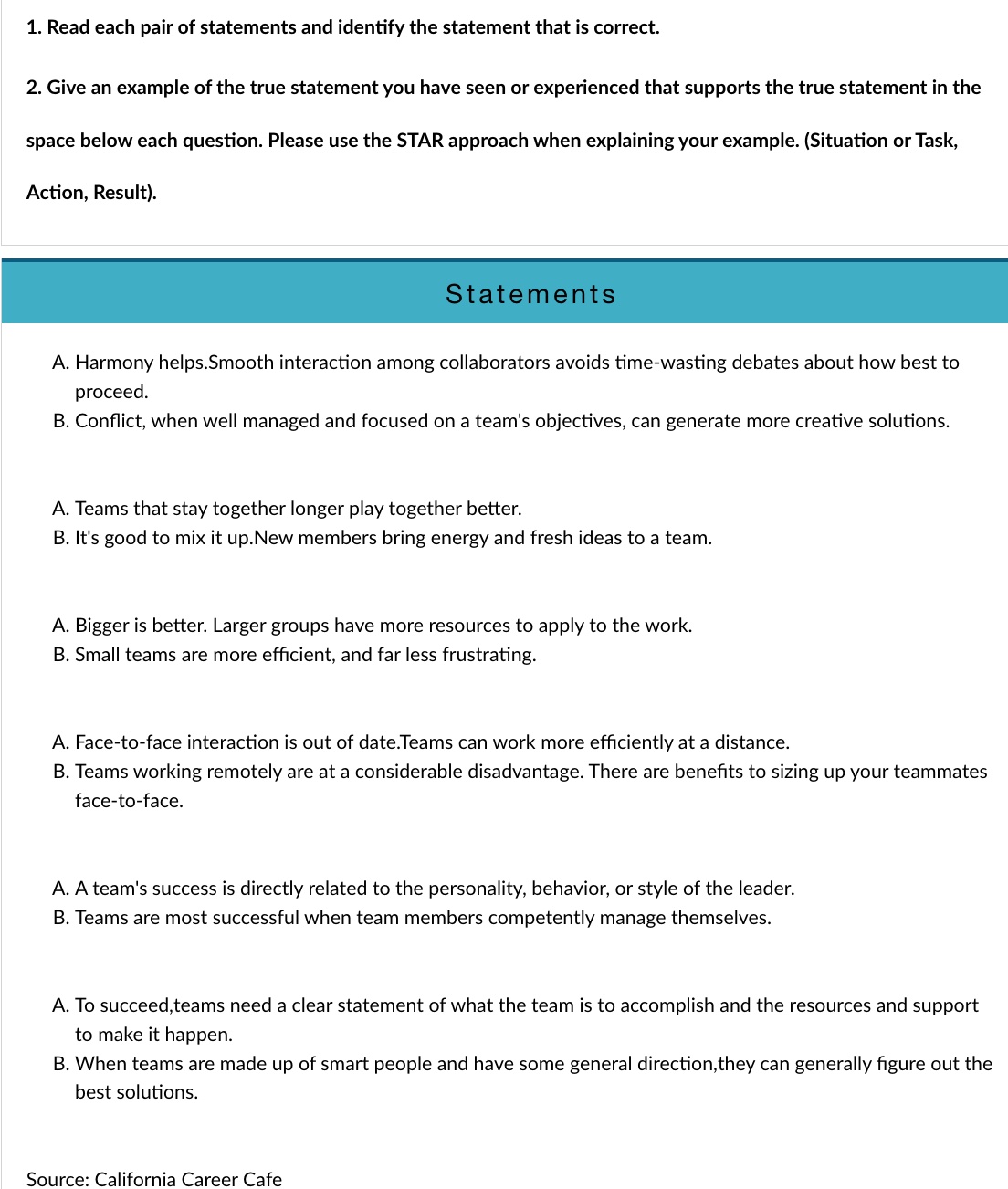 Solved 1. Read each pair of statements and identify the | Chegg.com