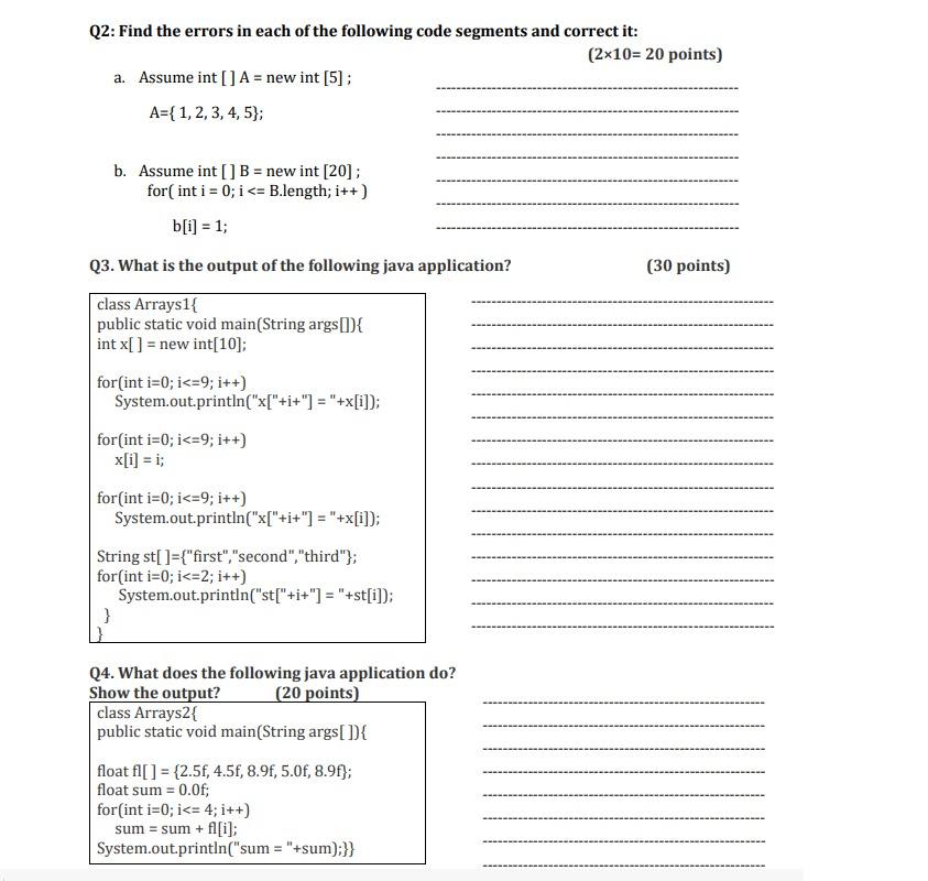 Solved Jaya language Q1. Answer the following questions: (5 | Chegg.com