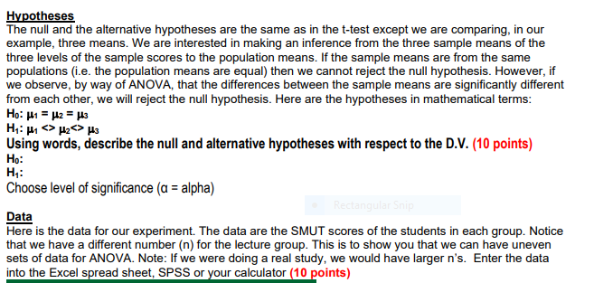 One-Way ANOVA: Exercise Instructions: Print the | Chegg.com