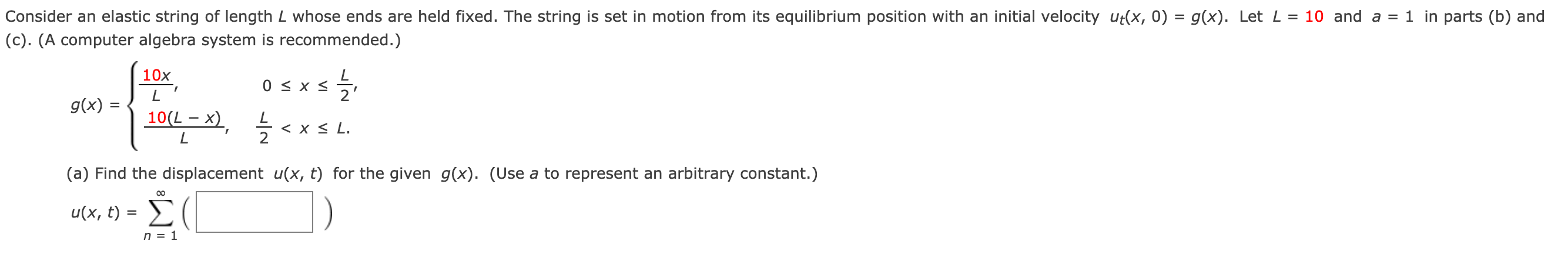 Solved Consider an elastic string of length L whose ends are | Chegg.com