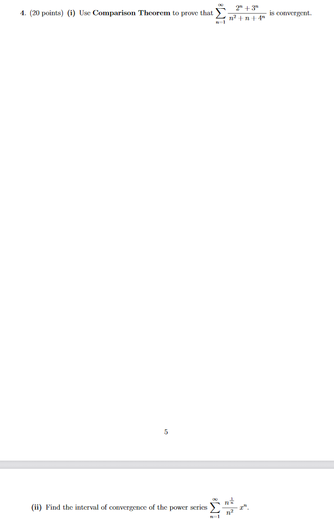 Solved 4. (20 points) (i) Use Comparison Theorem to prove | Chegg.com