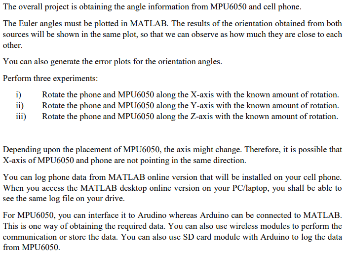 Solved The overall project is obtaining the angle | Chegg.com