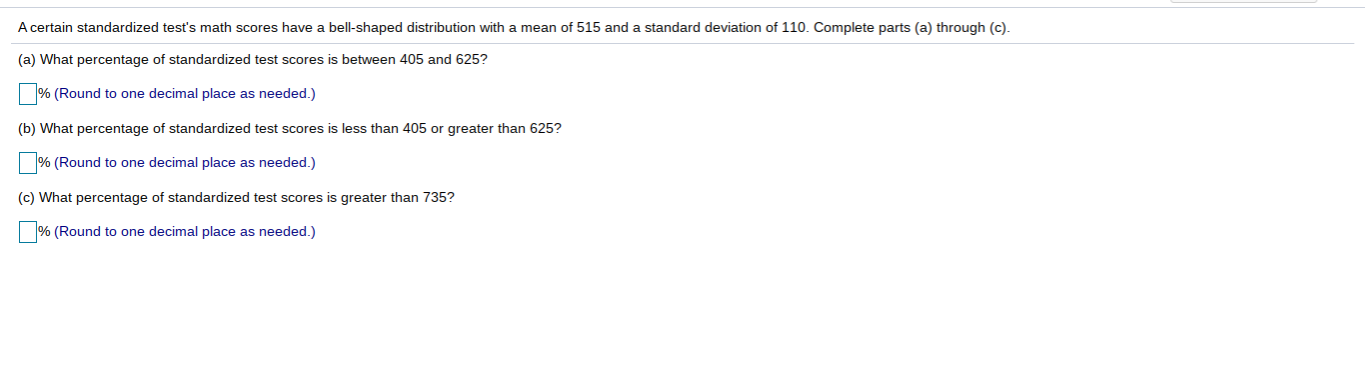 Solved A certain standardized test's math scores have a | Chegg.com