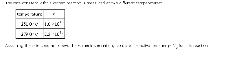 Solved The rate constant k for a certain reaction is | Chegg.com