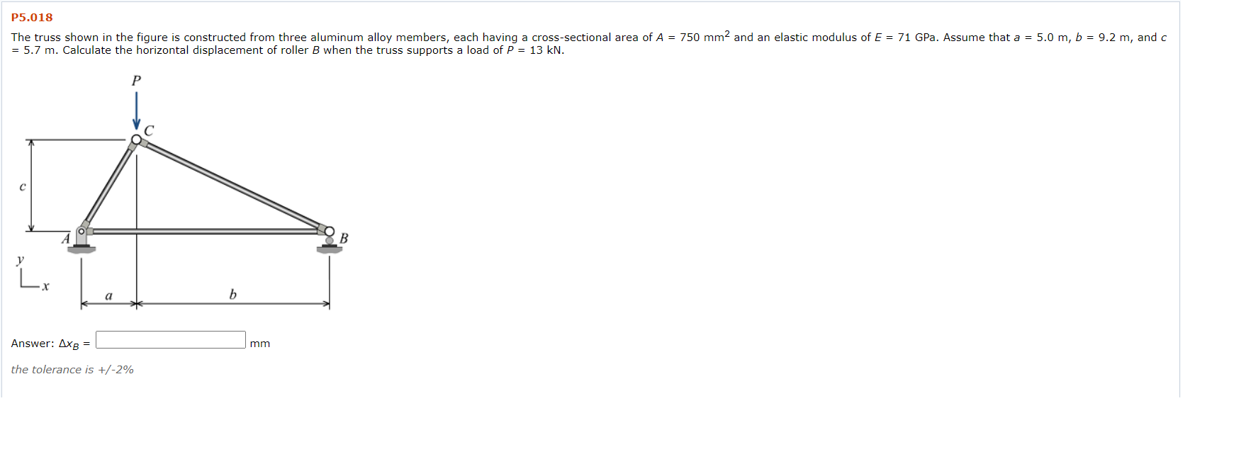 Solved P5.018 The truss shown in the figure is constructed | Chegg.com