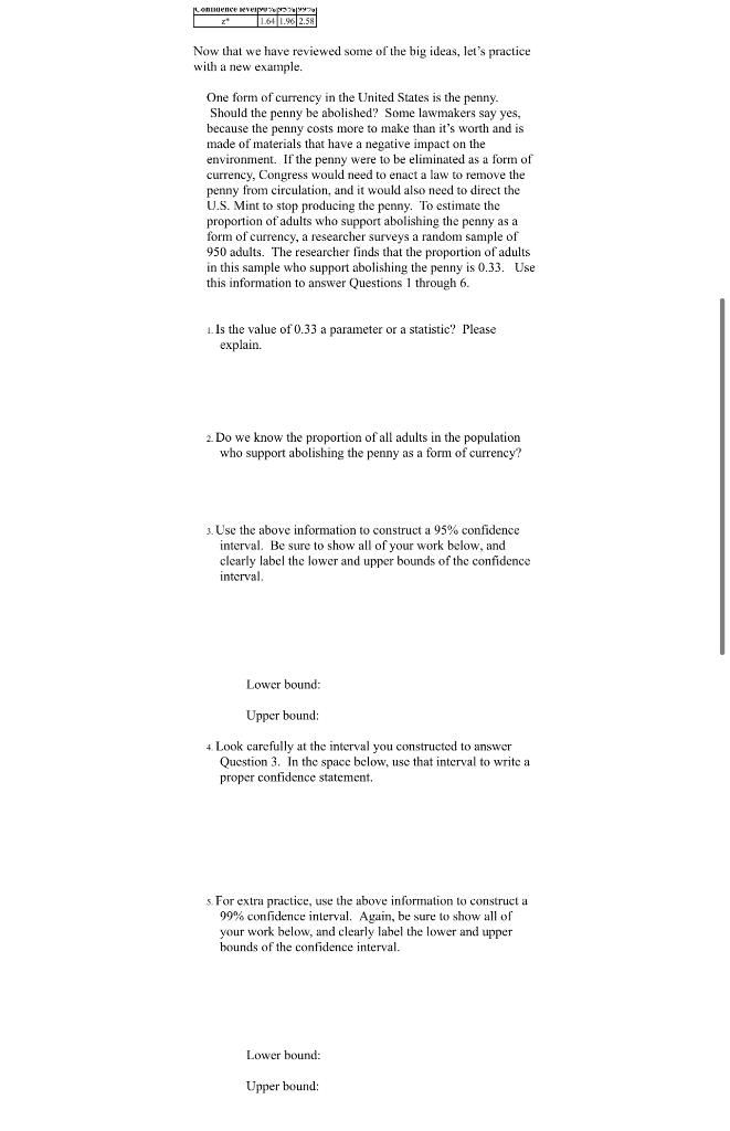 Solved Now that we have reviewed some of the big ideas, | Chegg.com