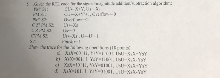 Solved 5. Given the RTL code for the signed-magnitude | Chegg.com