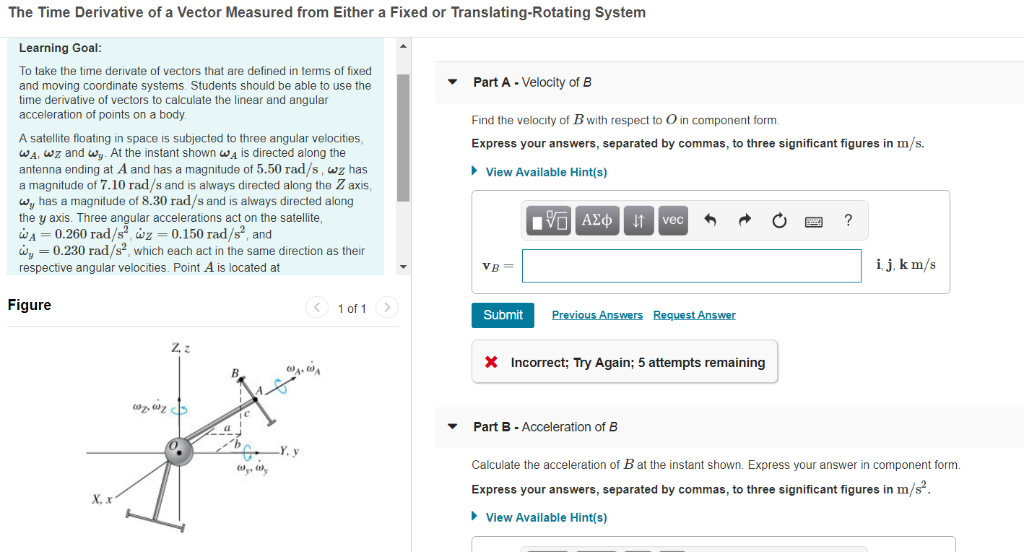 The Time Derivative of a Vector Measured from Either | Chegg.com