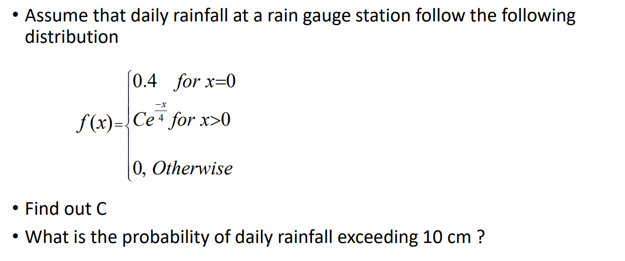 Solved - Assume that daily rainfall at a rain gauge station | Chegg.com