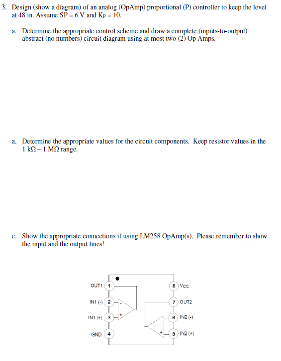 Solved 3. Design (show a diagram) of an analog (OpAmp) | Chegg.com