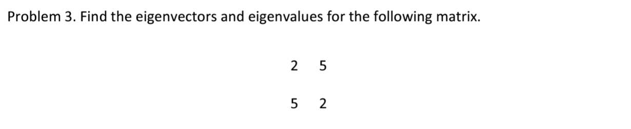 Solved Problem 3. Find the eigenvectors and eigenvalues for | Chegg.com
