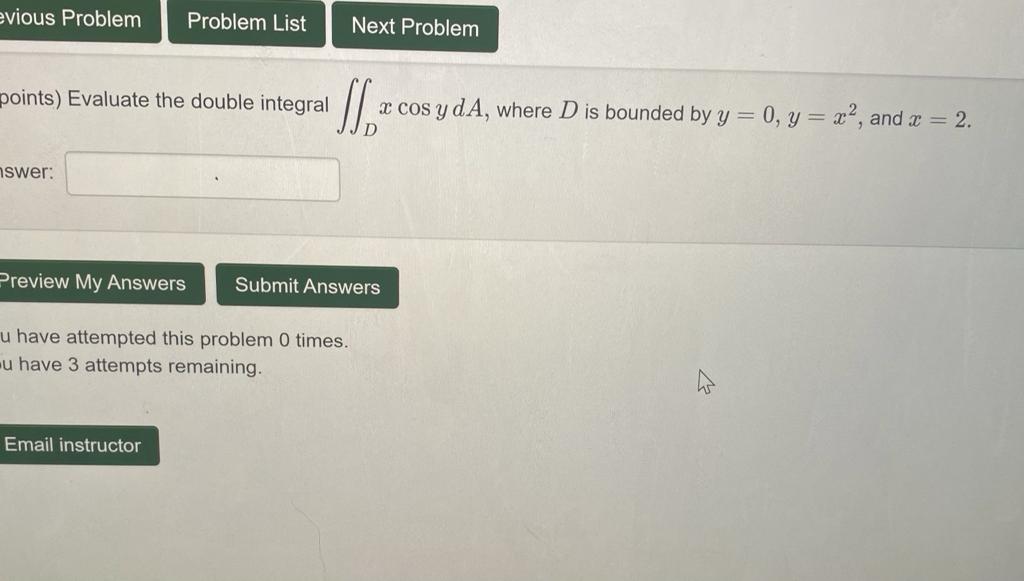 Solved evious Problem Problem List Next Problem points) | Chegg.com