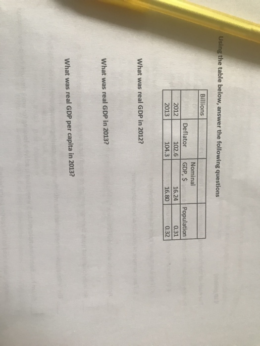 Solved Using the table below, answer the following questions | Chegg.com