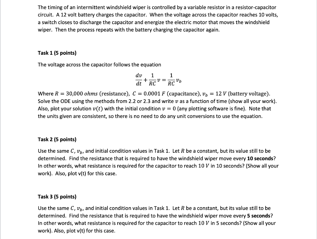 Solved The timing of an intermittent windshield wiper is | Chegg.com