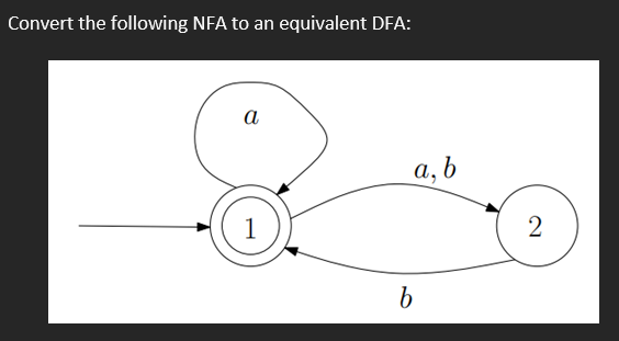 Solved Convert the following NFA to an equivalent DFA: | Chegg.com