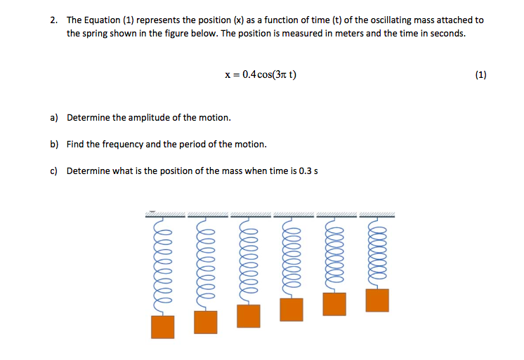 Solved 2. The Equation (1) represents the position (x) as a | Chegg.com