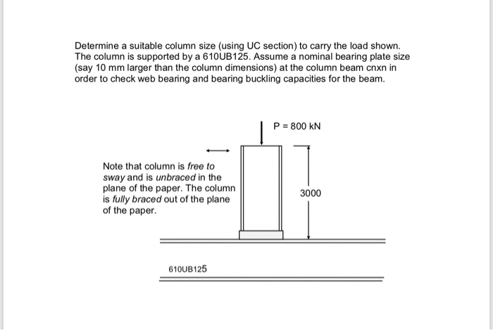 Determine a suitable column size (using UC section) | Chegg.com