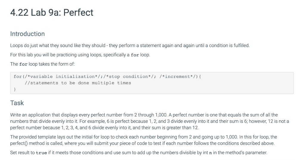 Solved 4.22 Lab 9a: Perfect Introduction Loops do just what | Chegg.com
