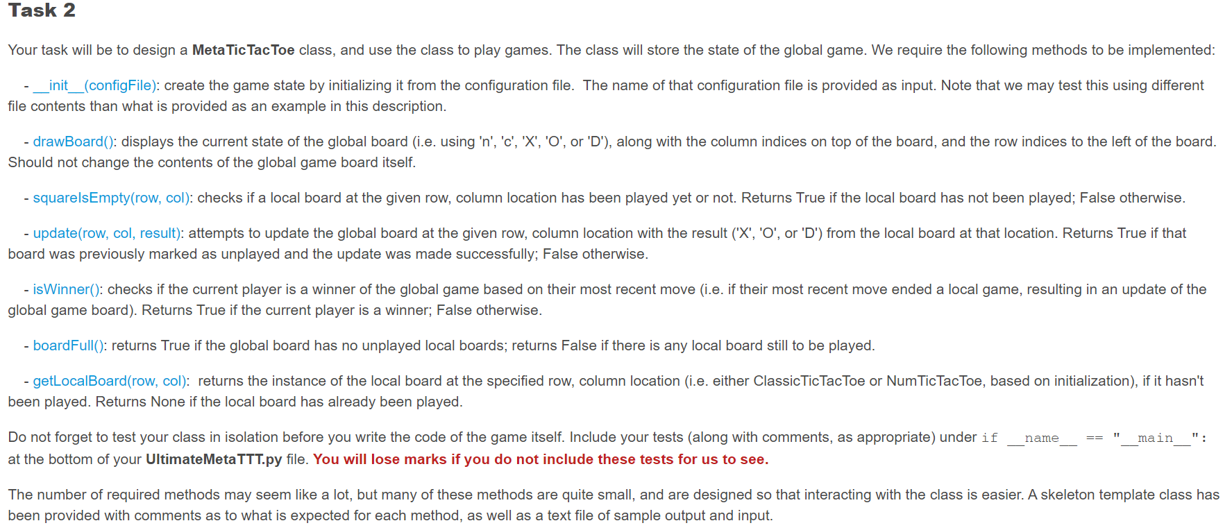 Meta Tic Tac Toe is a board game composed of nine | Chegg.com
