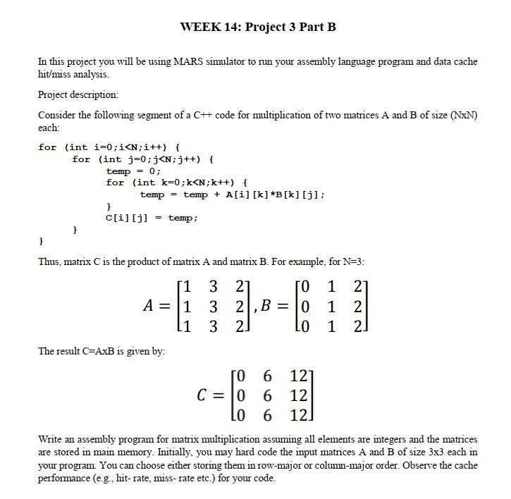 Solved WEEK 14: Project 3 Part B In this project you will be | Chegg.com