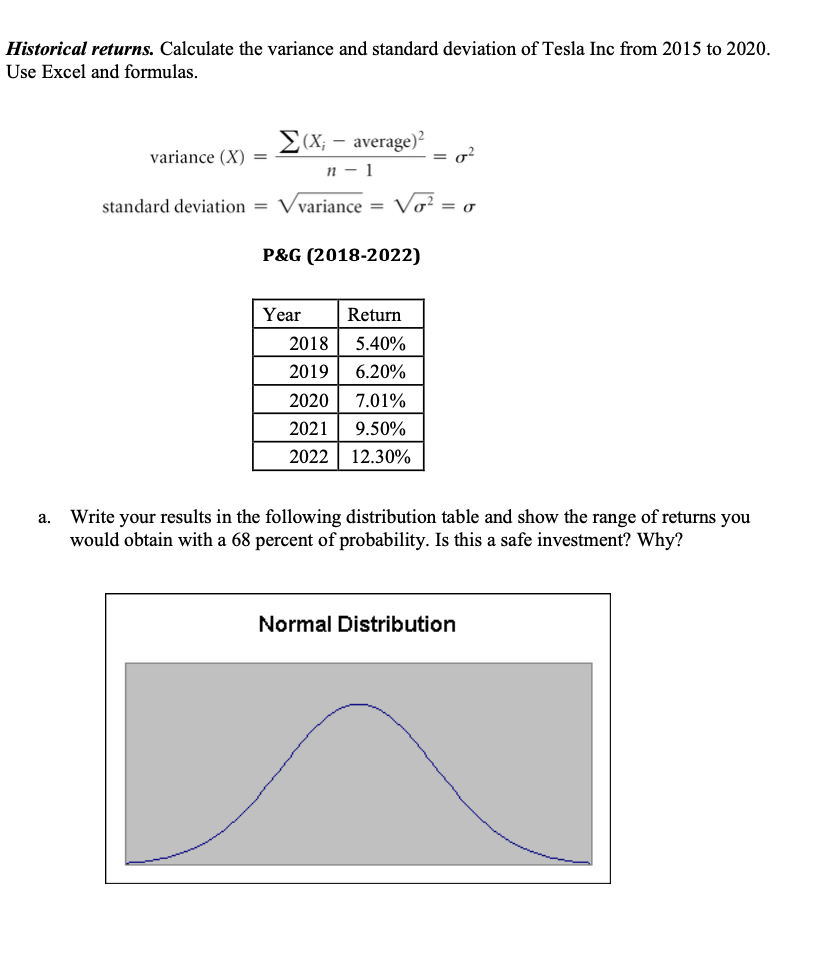 Solved Historical returns. Calculate the variance and | Chegg.com