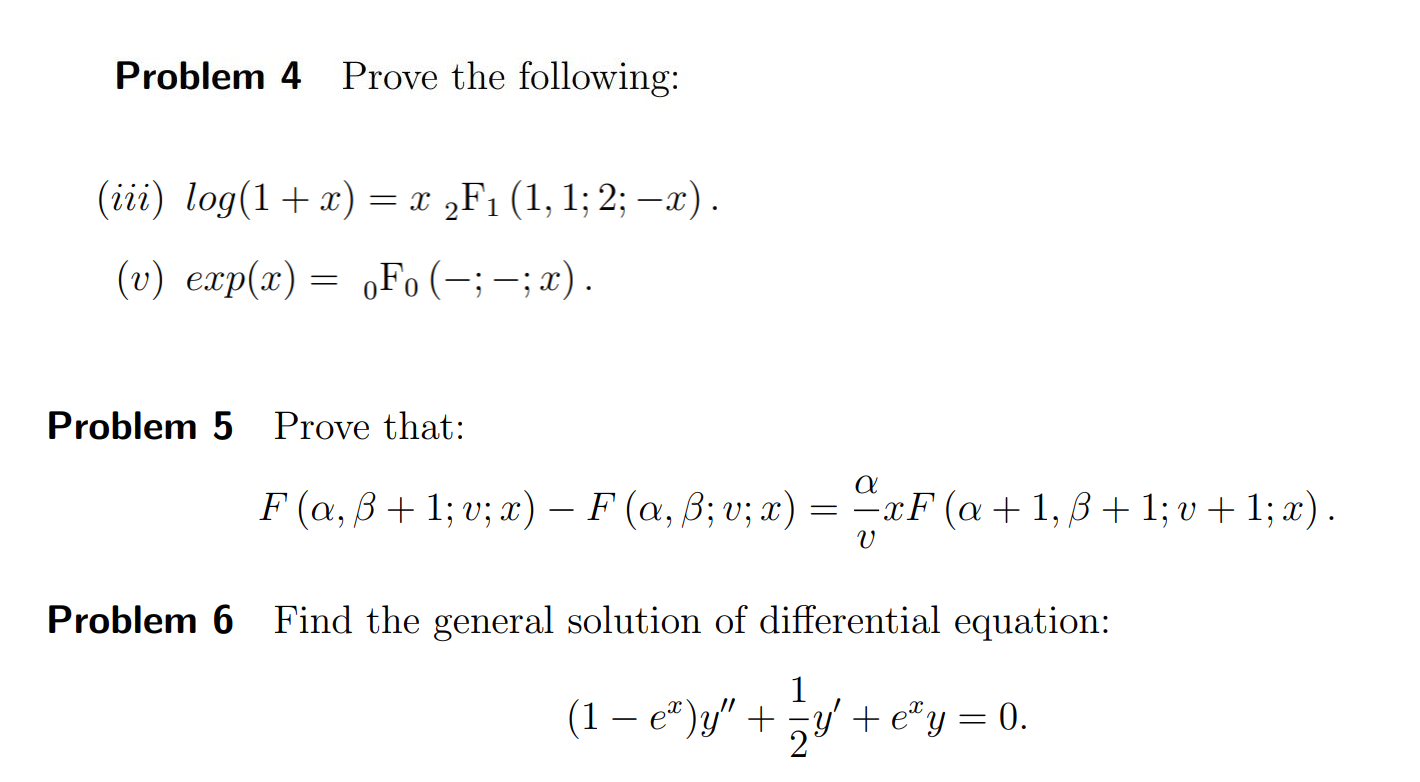 Solved this questions on lesson Hypergeometric functions | Chegg.com